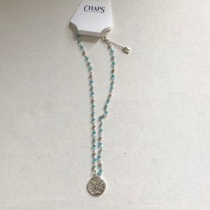 Chaps | Jewelry | Chaps Silver And Blue Crystal Beaded Pendant | Poshmark